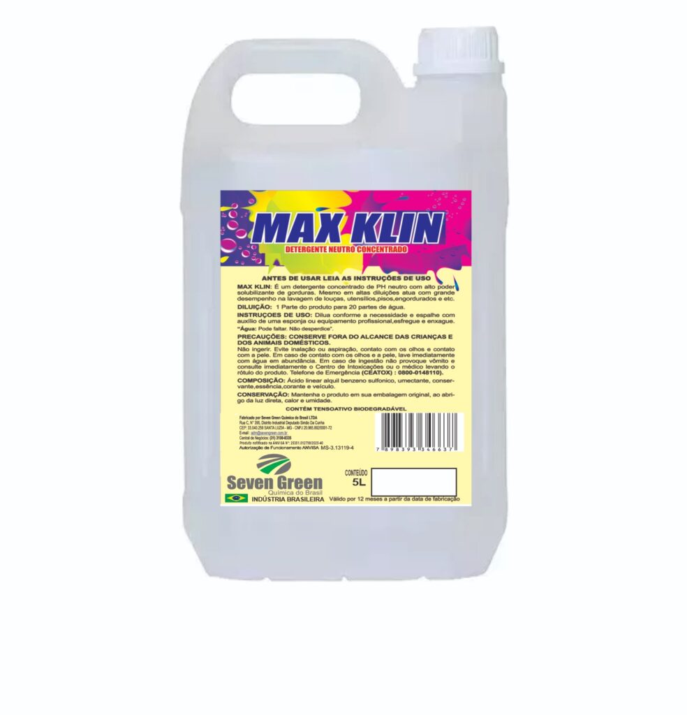 MAX KLIN – Detergente Neutro Concentrado – Seven Green