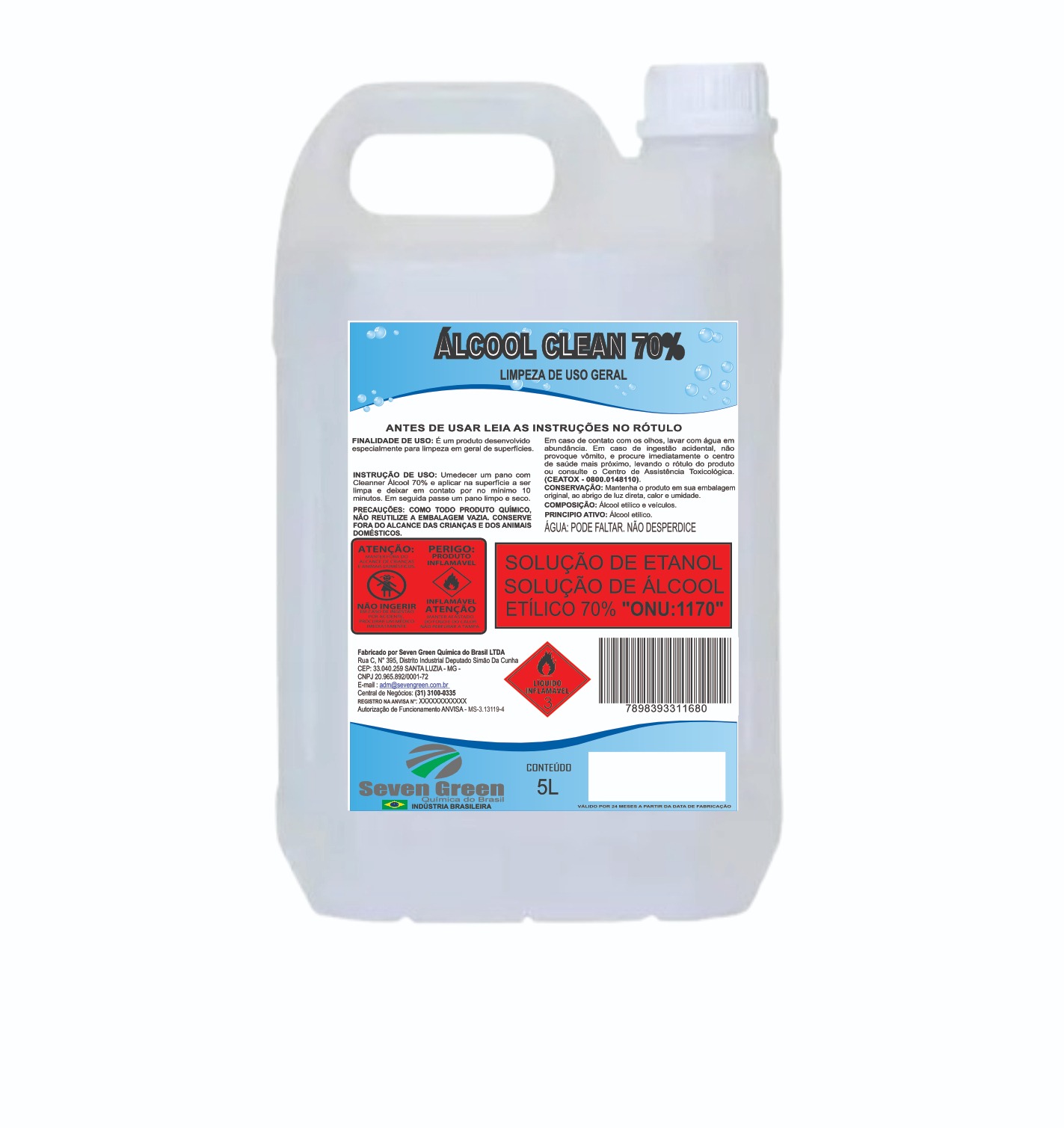 ÁLCOOL CLEAN – Álcool Líquido 70% – Seven Green